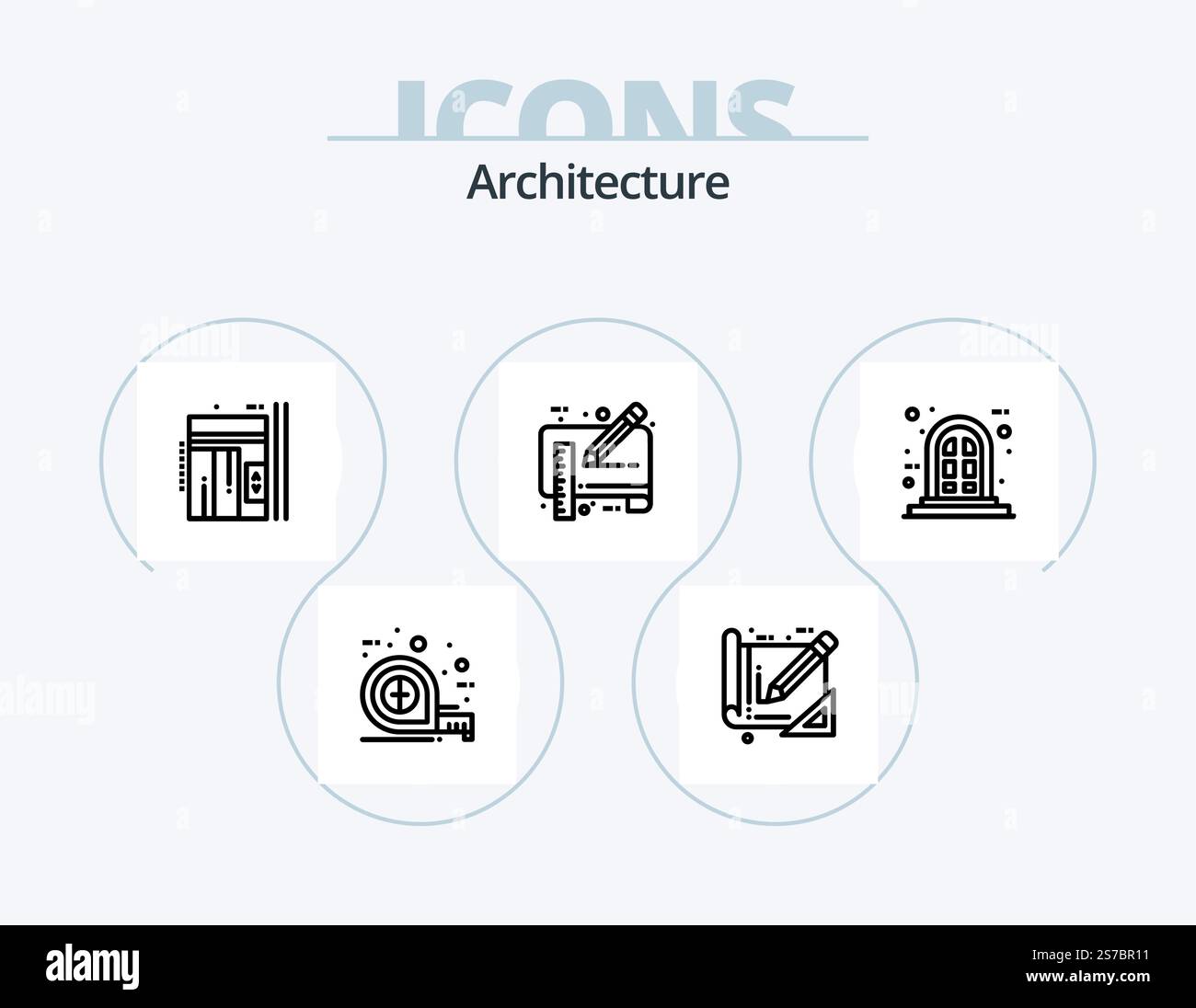Architecture Line Icon Pack 5 Icon Design. tools. document. scale. blueprint. document Stock ...