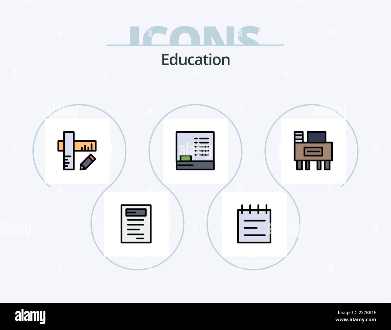 Education Line Filled Icon Pack 5 Icon Design. blackboard. globe. education Stock Vector Image ...