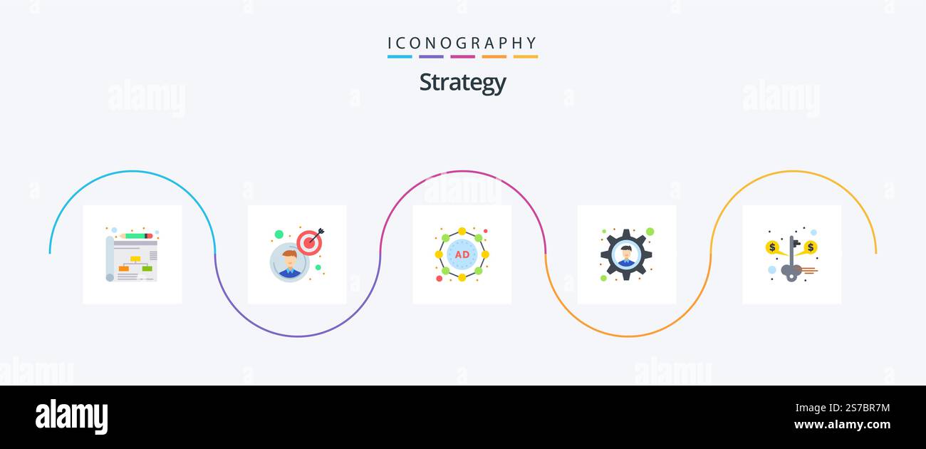 Strategy Flat 5 Icon Pack Including . saving. marketing. money ...