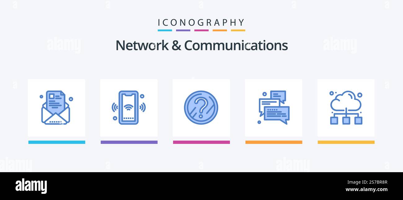 Network And Communications Blue 5 Icon Pack Including support. chat ...