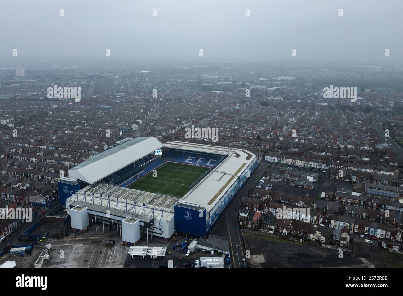 Liverpool, UK. 19th Jan, 2025. An aerial view of Goodison Park ahead of ...