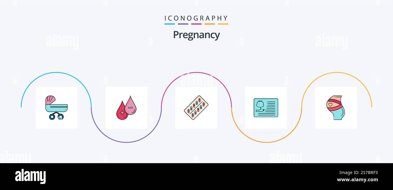 Pregnancy Line Filled Flat 5 Icon Pack Including doctor. packet. liquid ...
