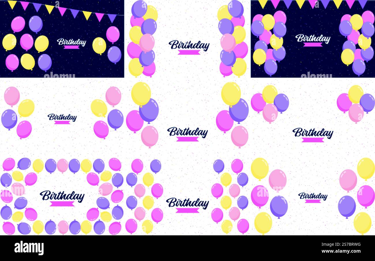 Happy Birthday design with a realistic cake illustration and confetti ...