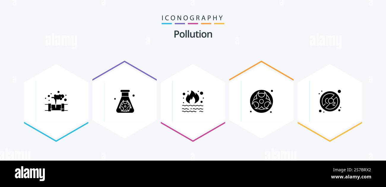 Pollution 25 Glyph icon pack including co gas. pollution. burn. hazard ...