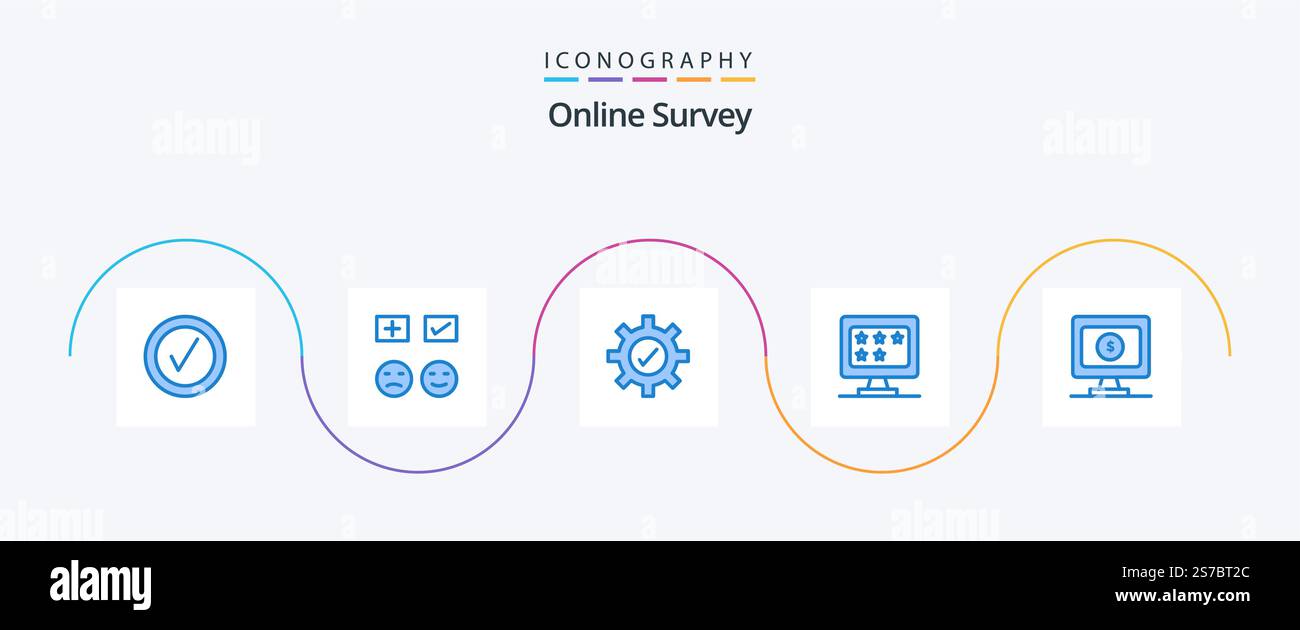 Online Survey Blue 5 Icon Pack Including online. monitor. gear. star ...