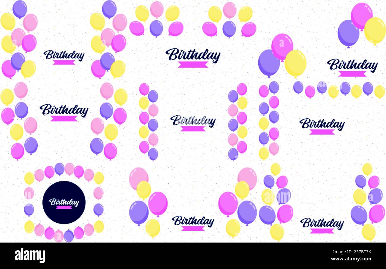 Happy Birthday announcement poster. flyer. and greeting card in a flat ...
