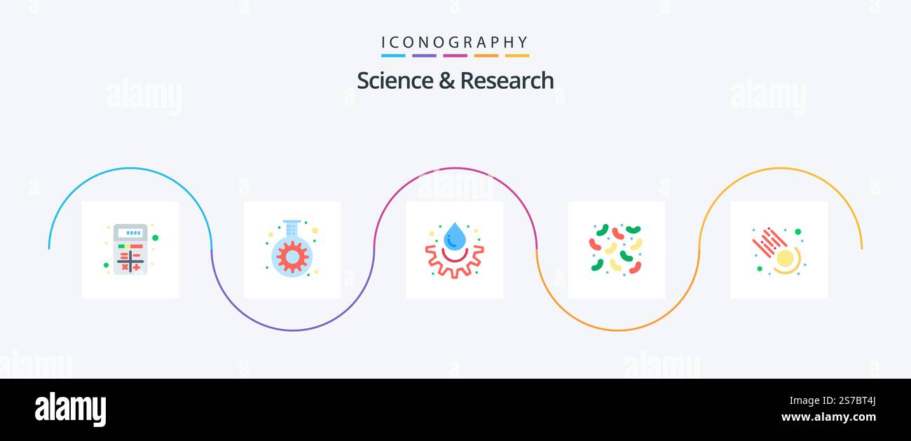 Science Flat 5 Icon Pack Including meteor. virus. tube. diseases ...