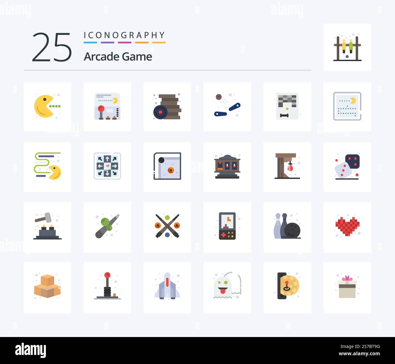 Arcade 25 Flat Color icon pack including arkanoid. game. brick. fun ...