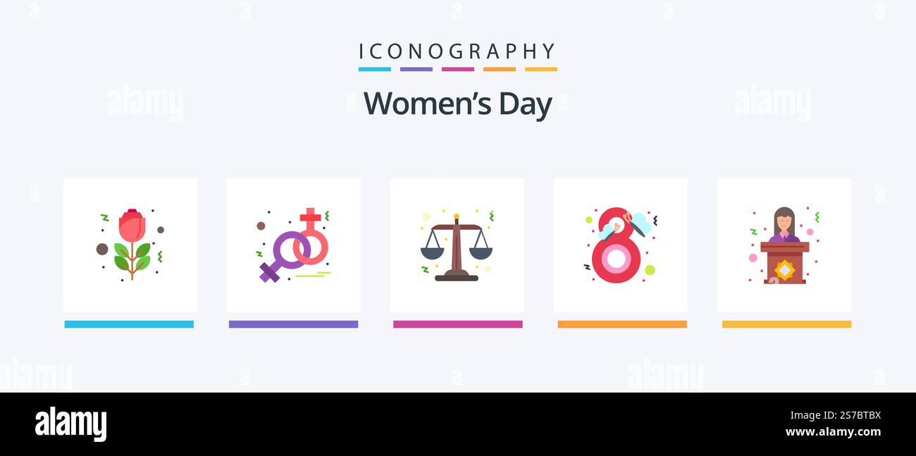 Womens Day Flat 5 Icon Pack Including woman. speech. scales. politician ...