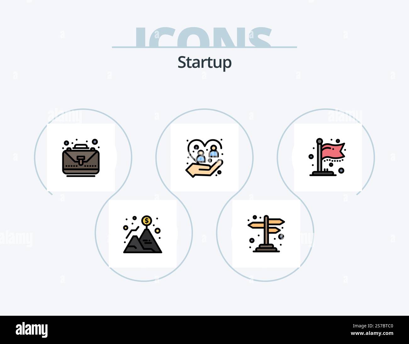 Startup Line Filled Icon Pack 5 Icon Design. milestone. finish ...