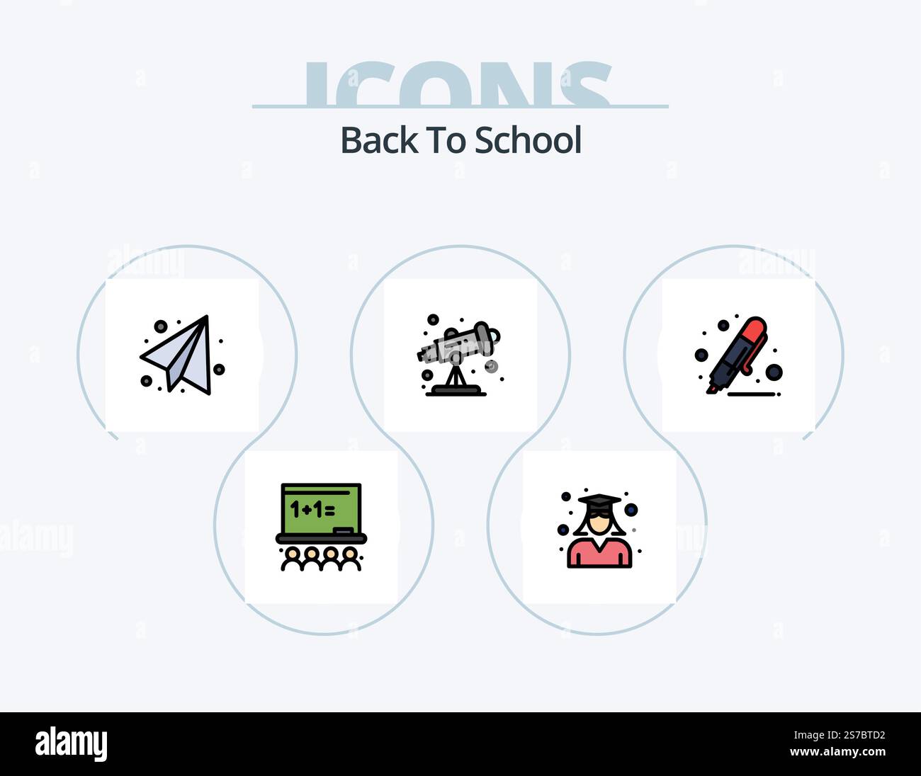 Back To School Line Filled Icon Pack 5 Icon Design. . hanging sign ...