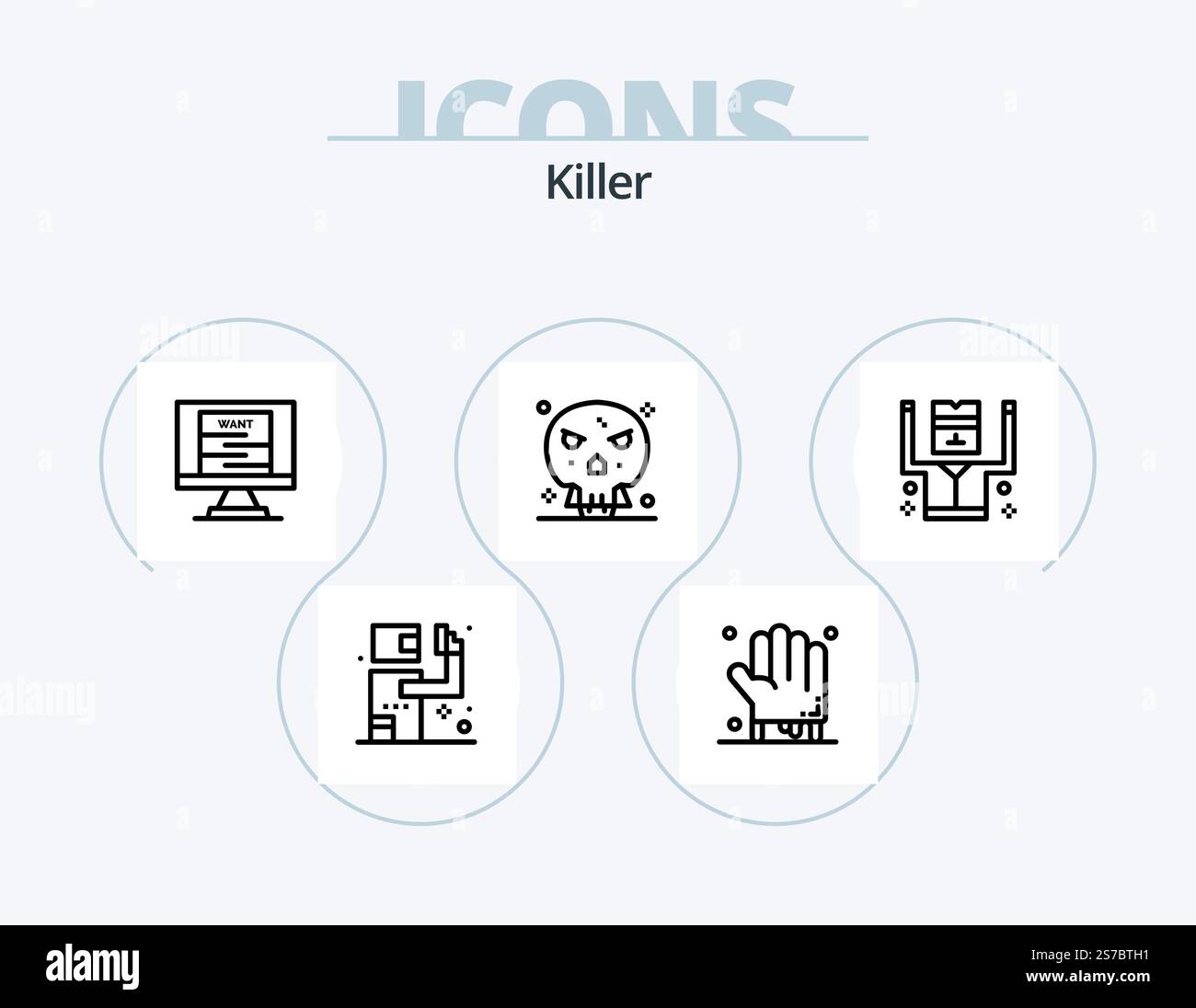 Killer Line Icon Pack 5 Icon Design. gun. signaling. fire. gate ...