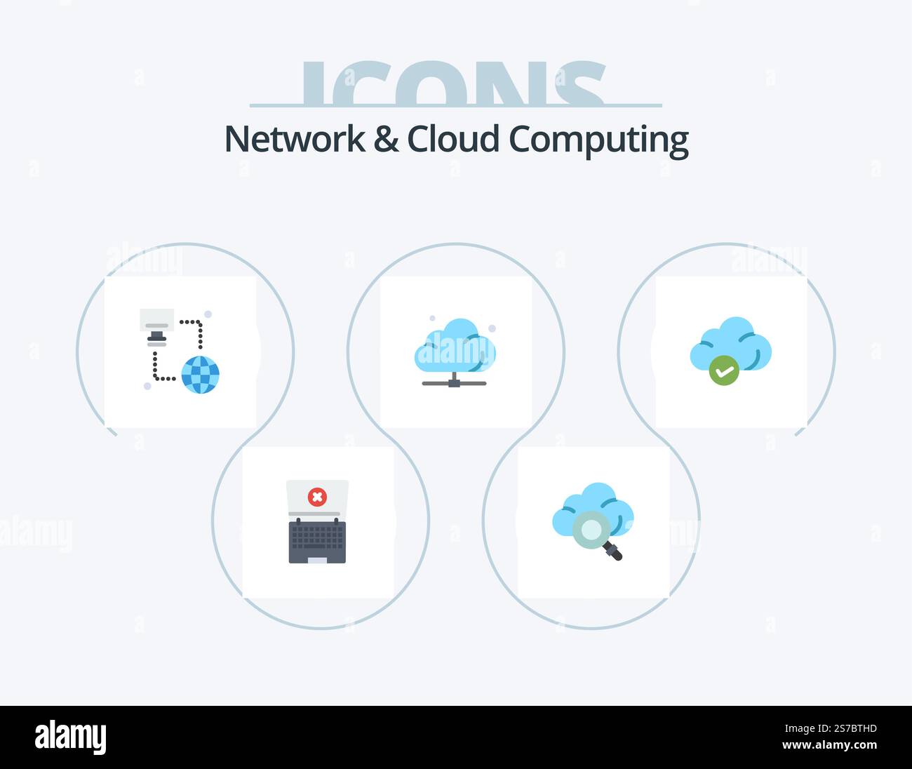 Network And Cloud Computing Flat Icon Pack 5 Icon Design. storage ...