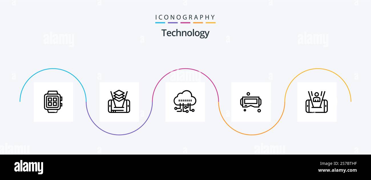 Technology Line 5 Icon Pack Including man. mobile. data. smart. glasses ...