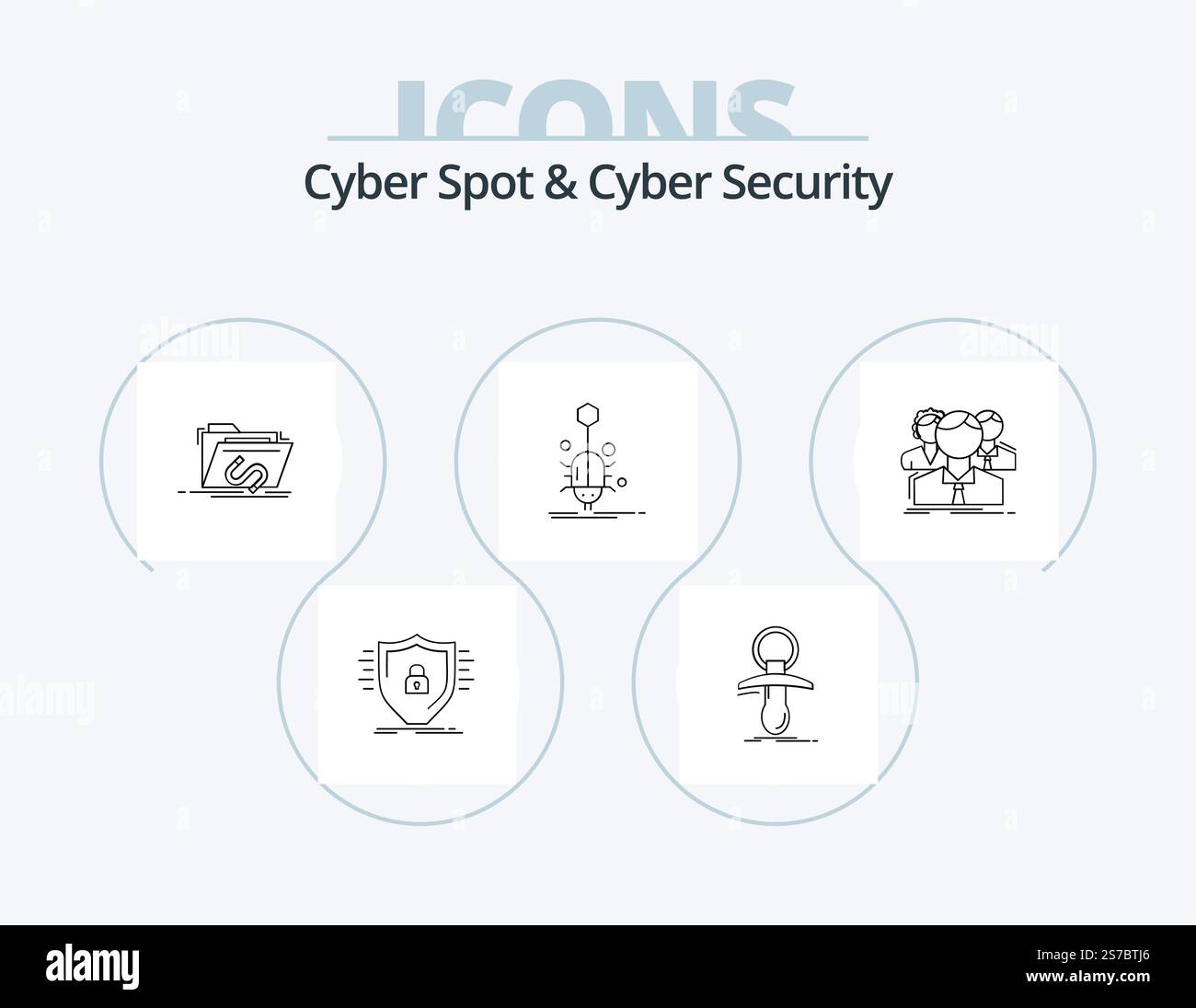 Cyber Spot And Cyber Security Line Icon Pack 5 Icon Design. game ...