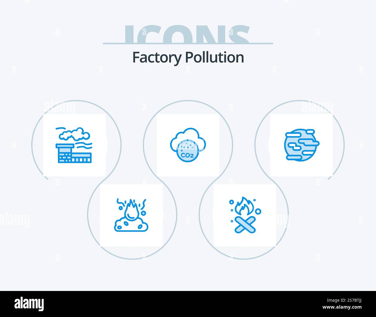 Factory Pollution Blue Icon Pack 5 Icon Design. . world. air. smoke ...