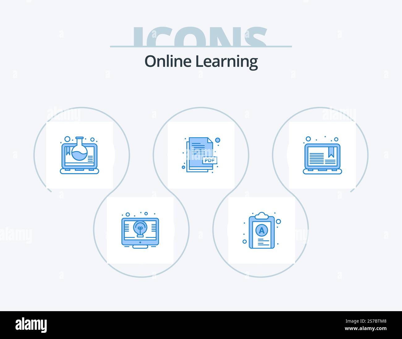 Online Learning Blue Icon Pack 5 Icon Design. learning. course. lab ...