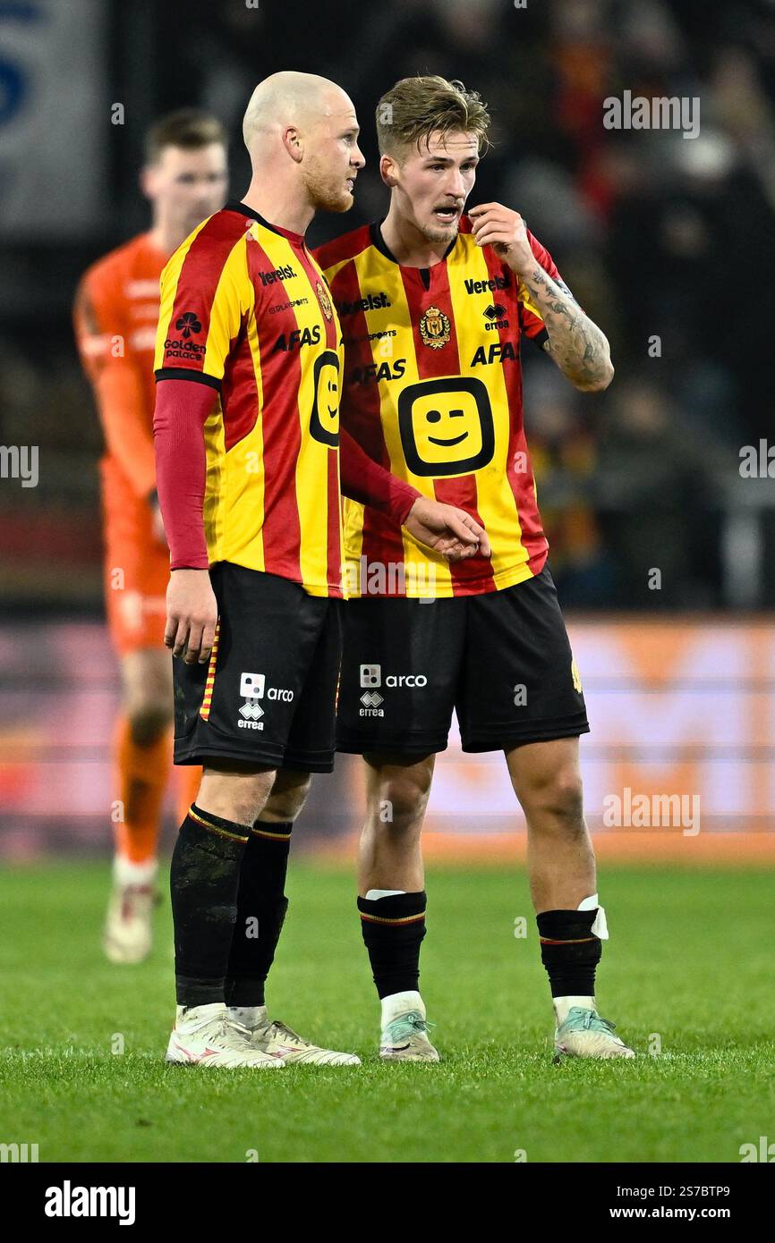 Mechelen, Belgium. 18th Jan, 2025. Mechelen's Jules Van Cleemput and ...