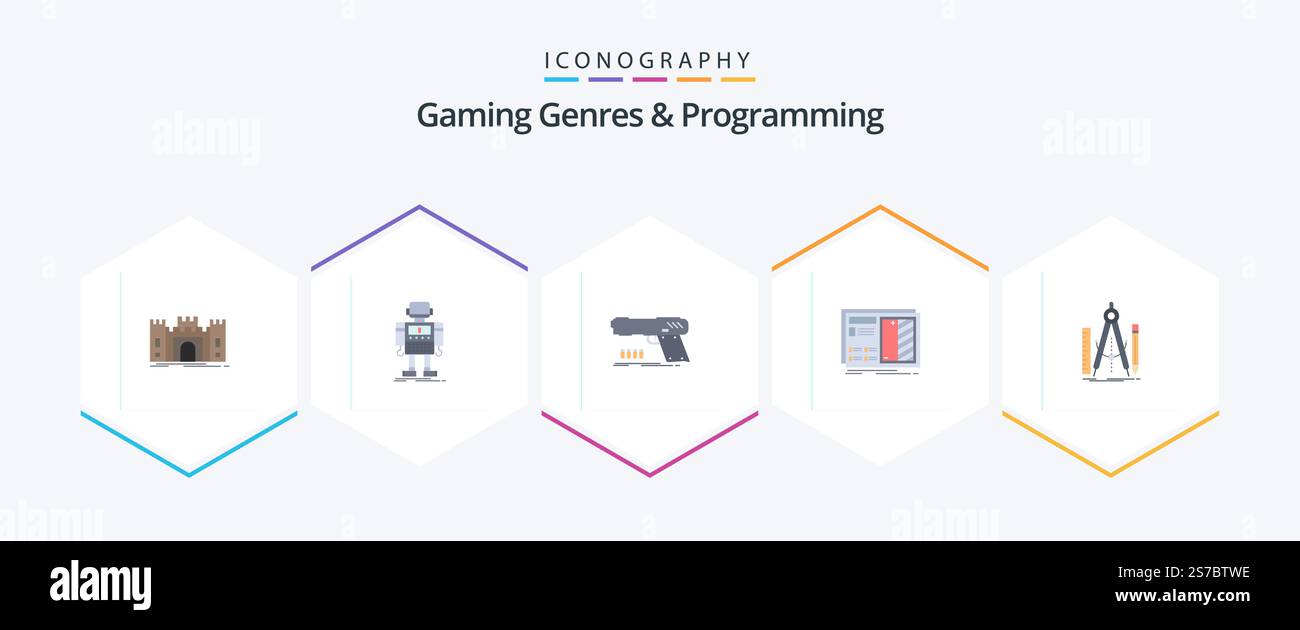 Gaming Genres And Programming 25 Flat icon pack including drawing ...