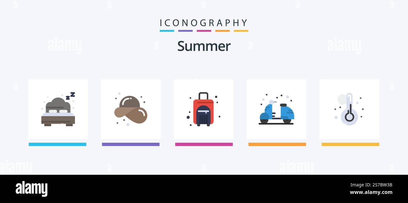 Summer Flat 5 Icon Pack Including summer. hot. bag. cruiser. beach ...