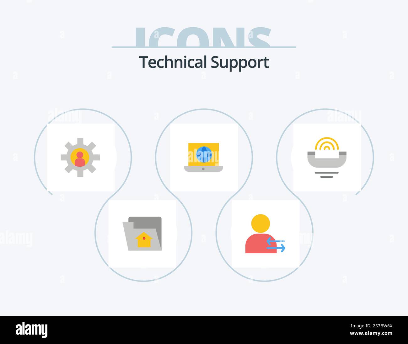 Technical Support Flat Icon Pack 5 Icon Design. help. technical ...
