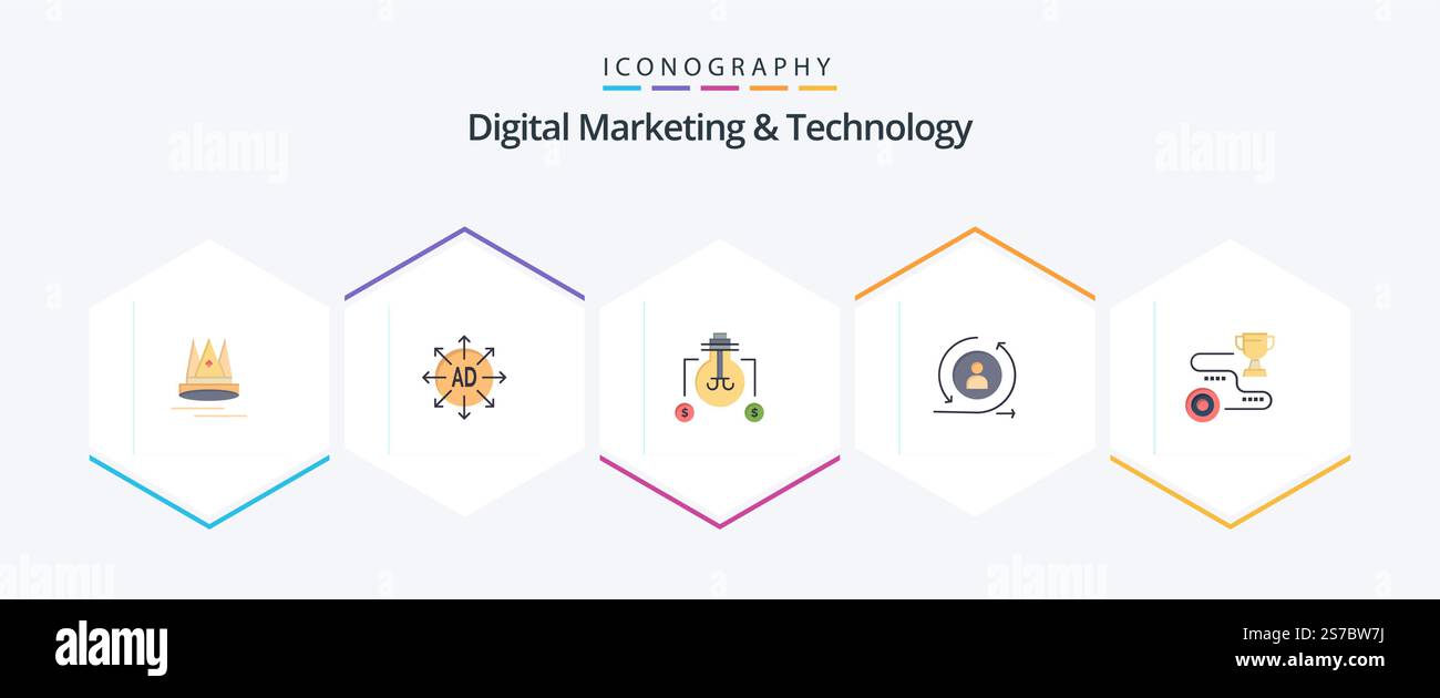 Digital Marketing And Technology 25 Flat icon pack including target ...