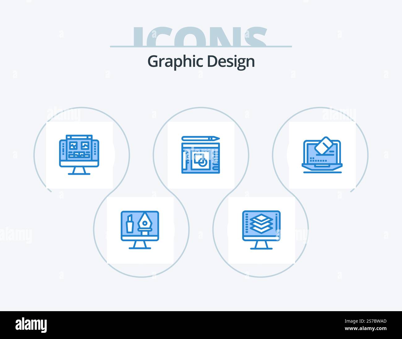 Graphic Design Blue Icon Pack 5 Icon Design. data. success. gallery. presentation. graph Stock ...