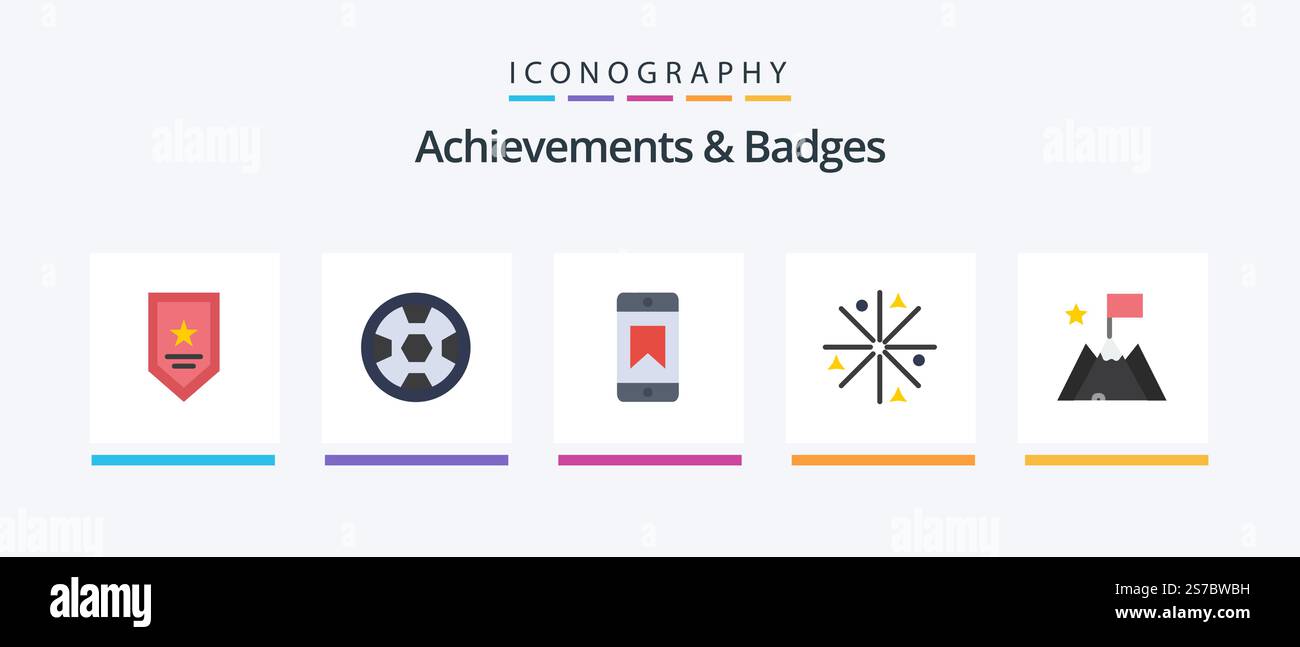Achievements and Badges Flat 5 Icon Pack Including success. achievement ...