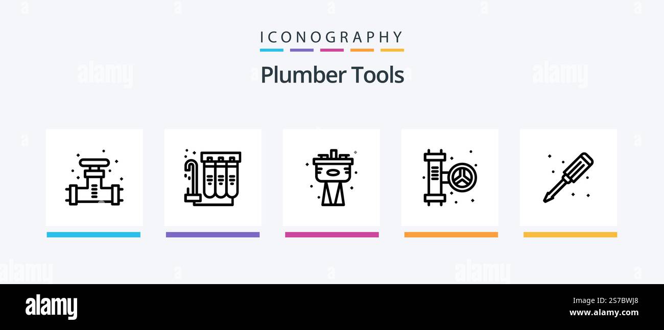 Plumber Line 5 Icon Pack Including pipe. sink. mechanical. faucet ...