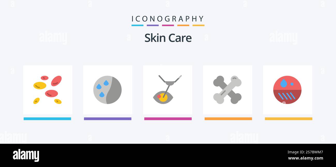 Skin Flat 5 Icon Pack Including dry. dermatologist. eye treatment ...