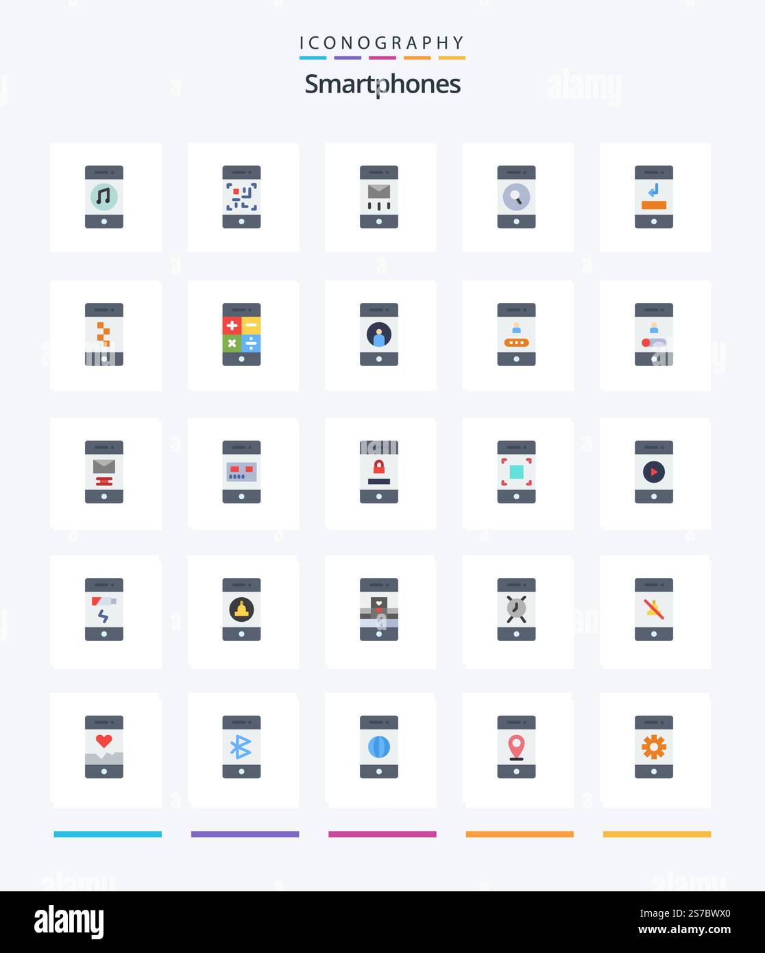 Creative Smartphones 25 Flat icon pack Such As arrows. search ...