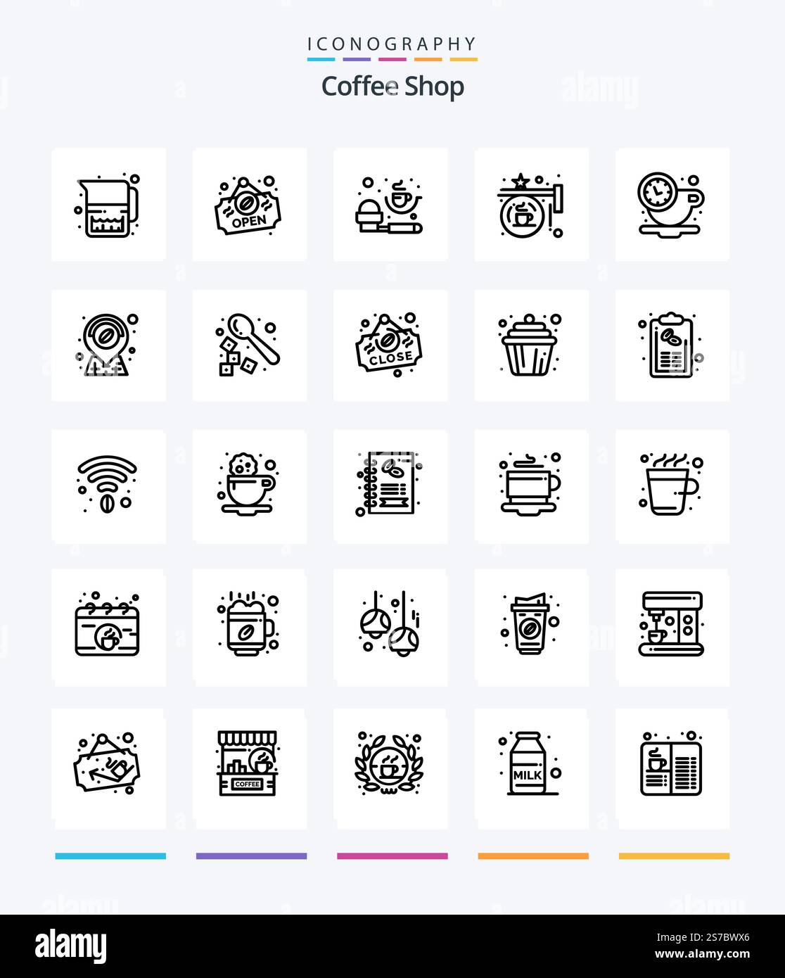 Creative Coffee Shop 25 OutLine icon pack Such As coffee. sign ...