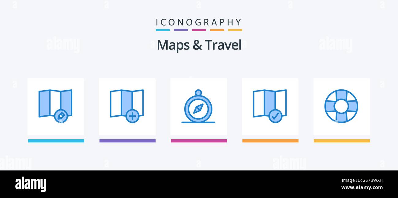 Maps and Travel Blue 5 Icon Pack Including . check in. lifebuoy ...