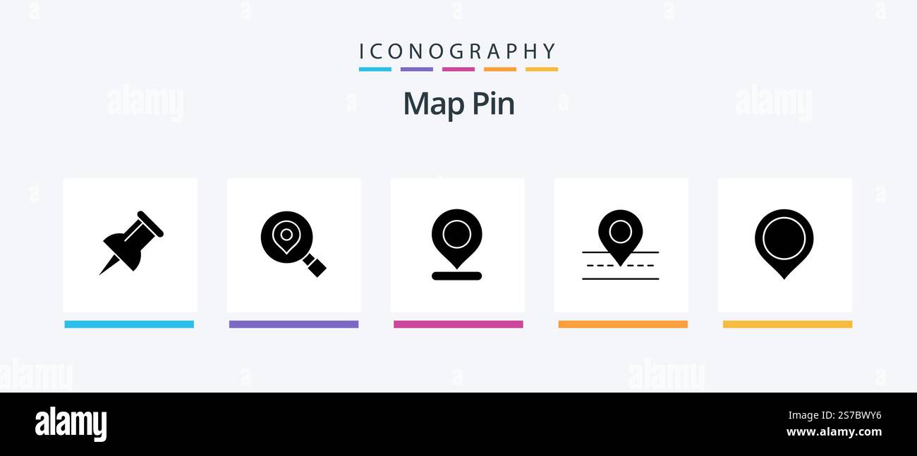 Map Pin Glyph 5 Icon Pack Including mark. map. marker. location. way ...