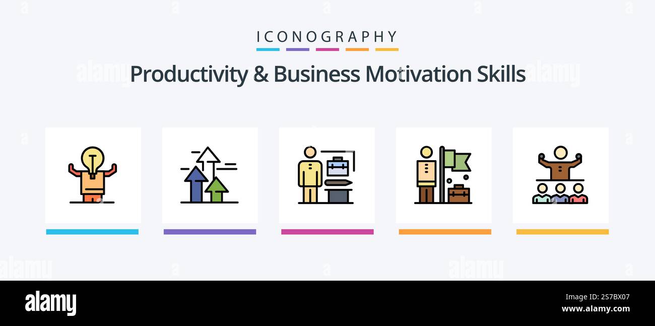 Productivity And Business Motivation Skills Line Filled 5 Icon Pack ...