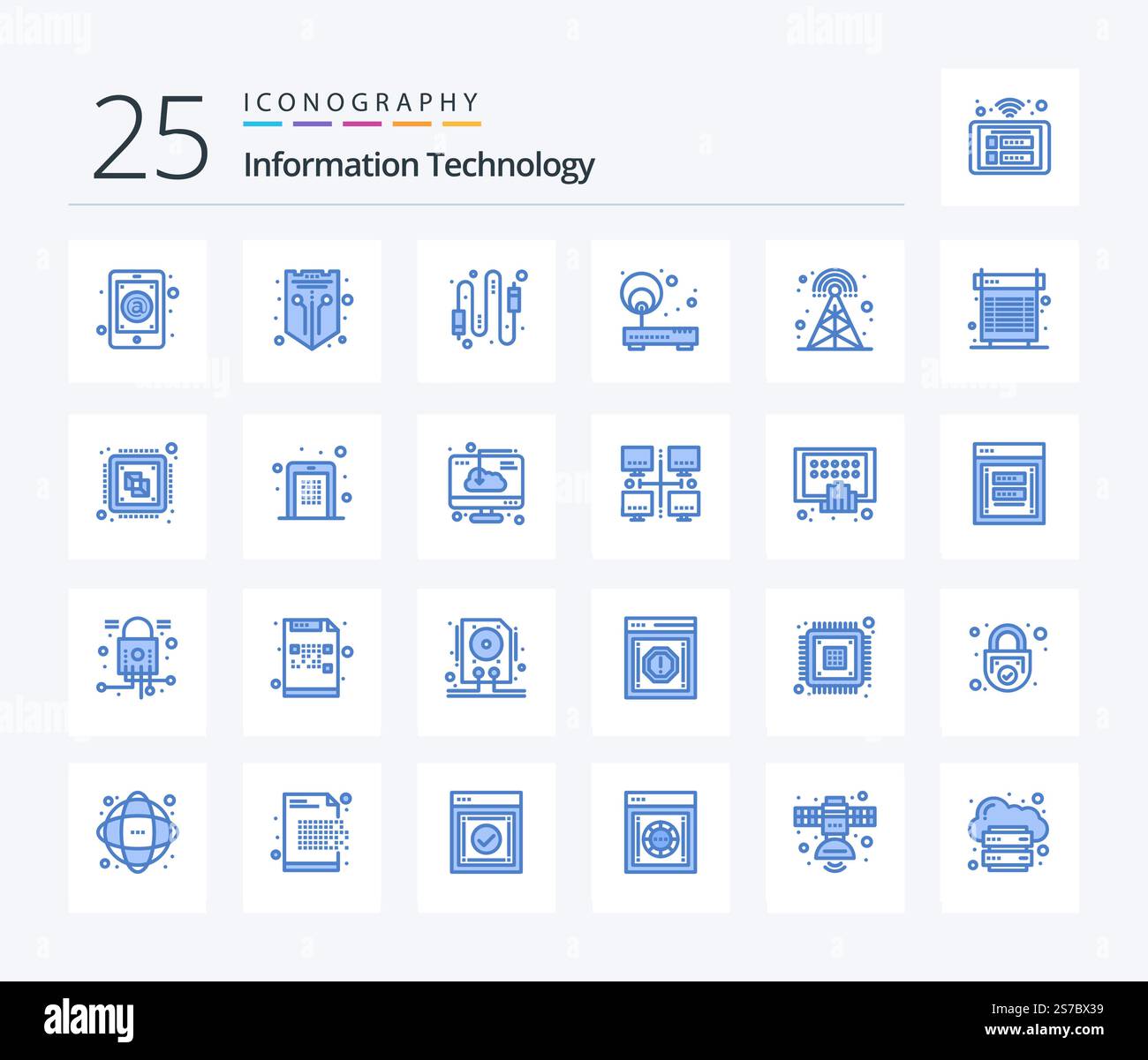 Information Technology 25 Blue Color icon pack including network ...