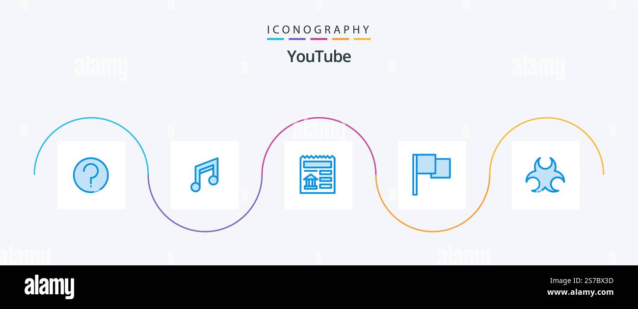 Youtube Blue 5 Icon Pack Including hazard. ui. music. flag. bank Stock ...