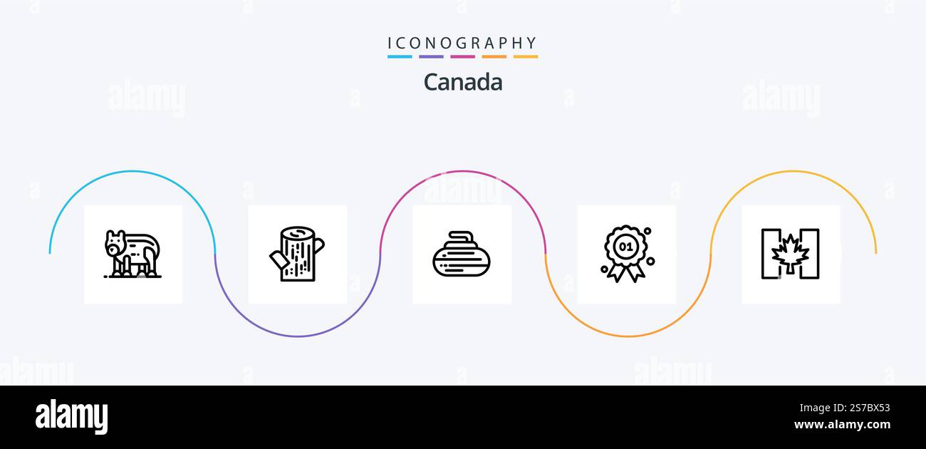 Canada Line 5 Icon Pack Including canada. flag. curling. canada. badge ...