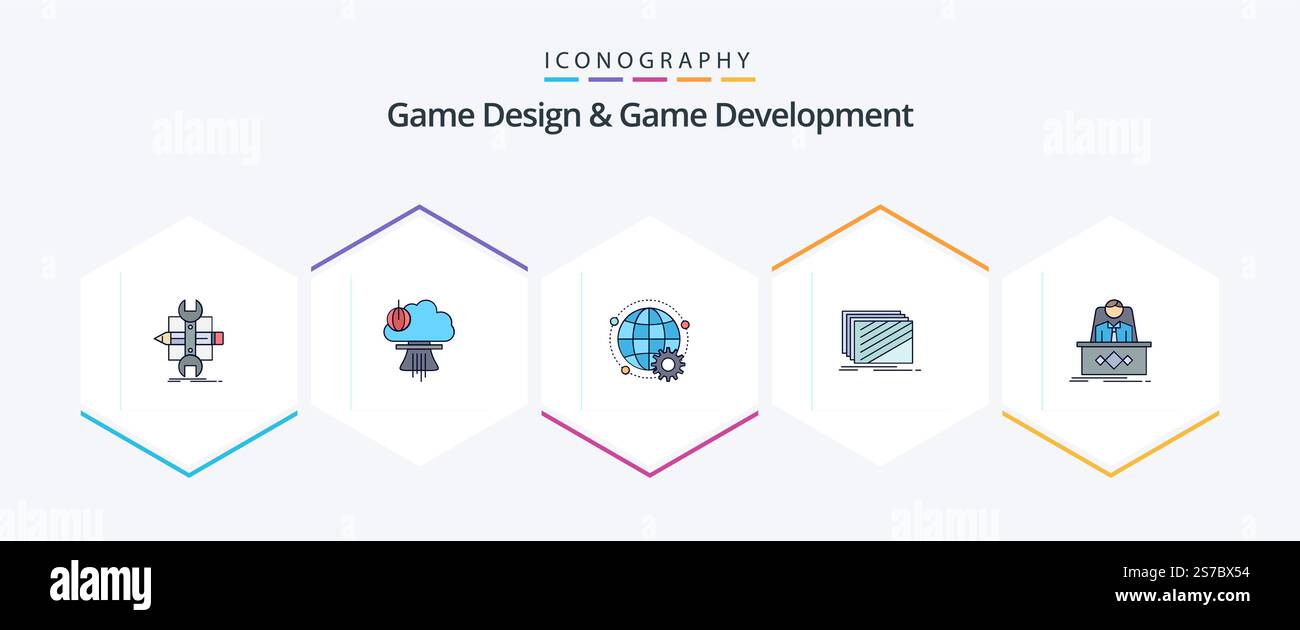 Game Design And Game Development 25 FilledLine icon pack including ...