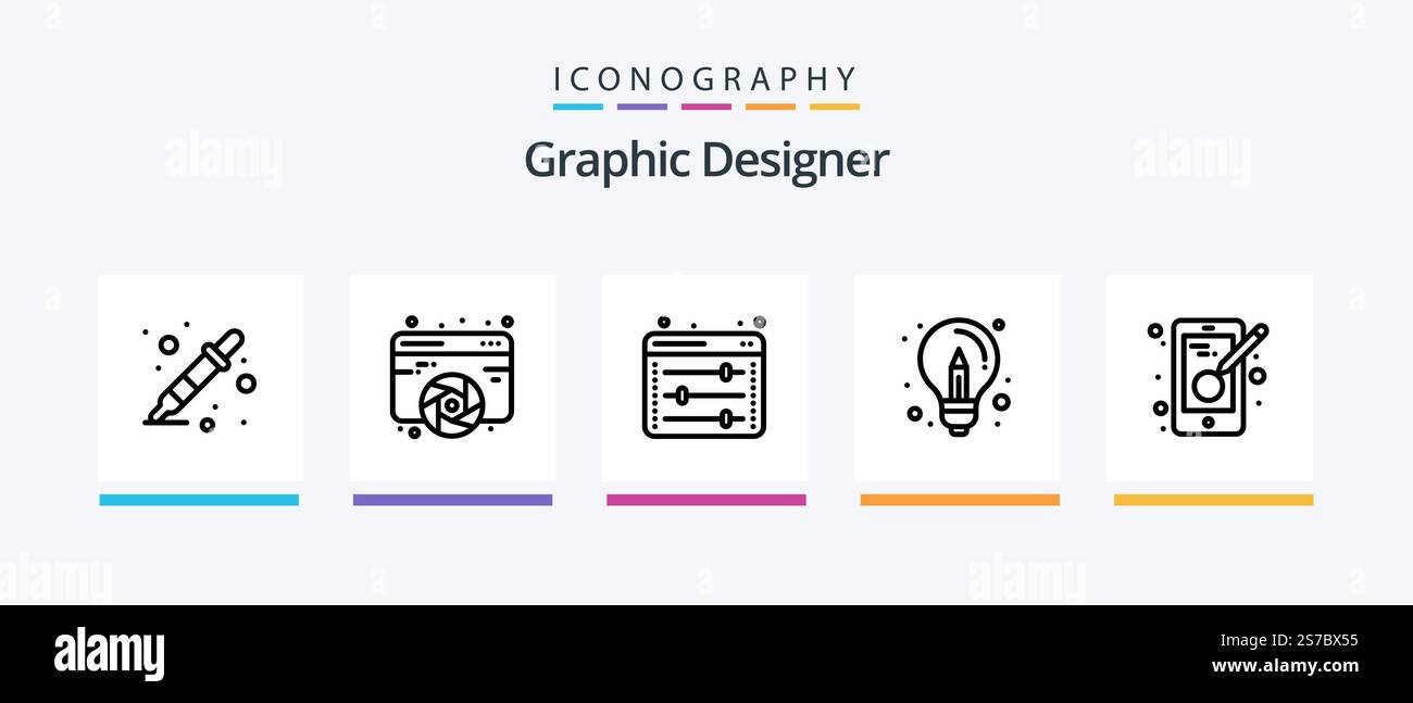 Graphic Designer Line 5 Icon Pack Including designing. creativity ...