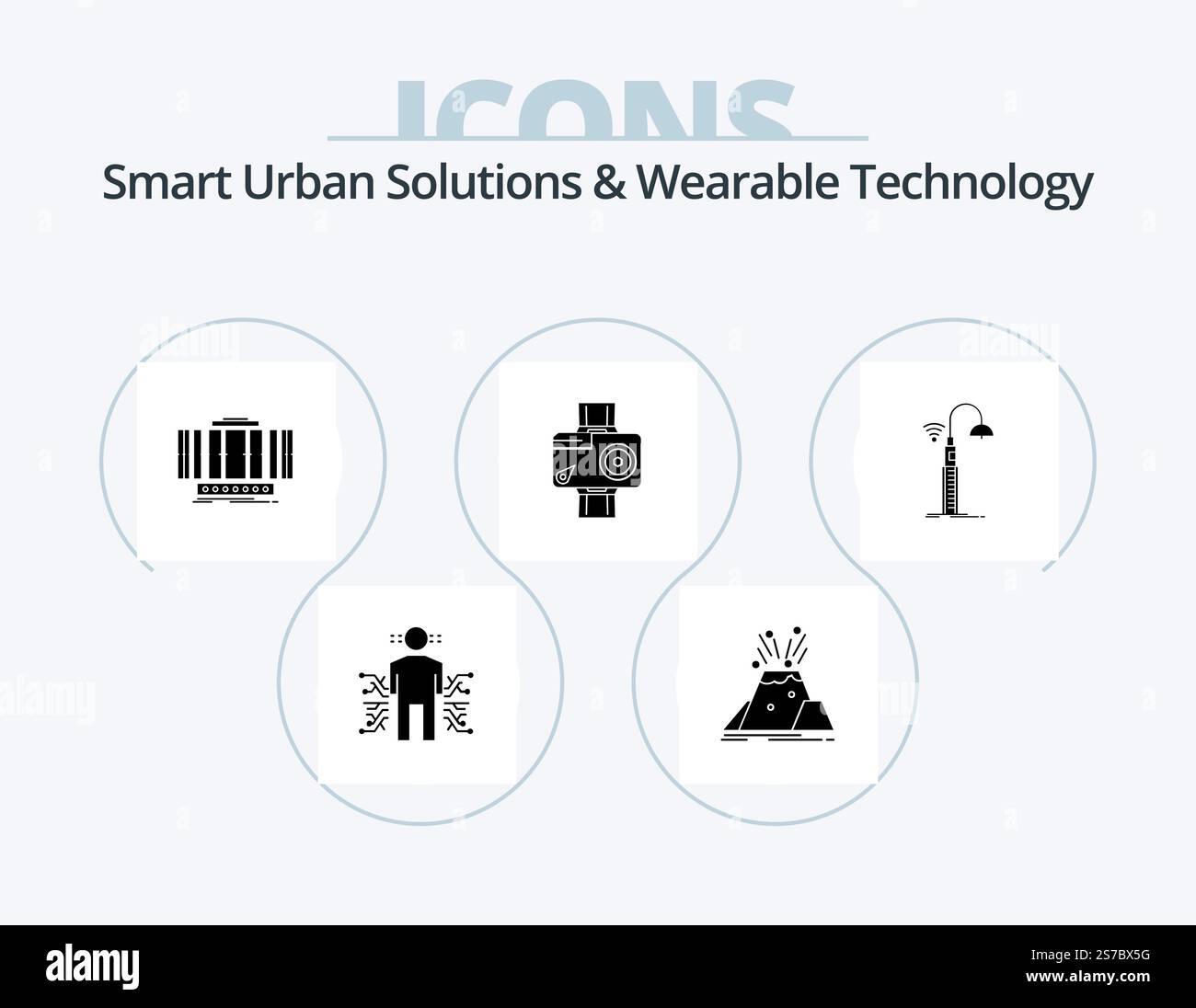 Smart Urban Solutions And Wearable Technology Glyph Icon Pack 5 Icon ...