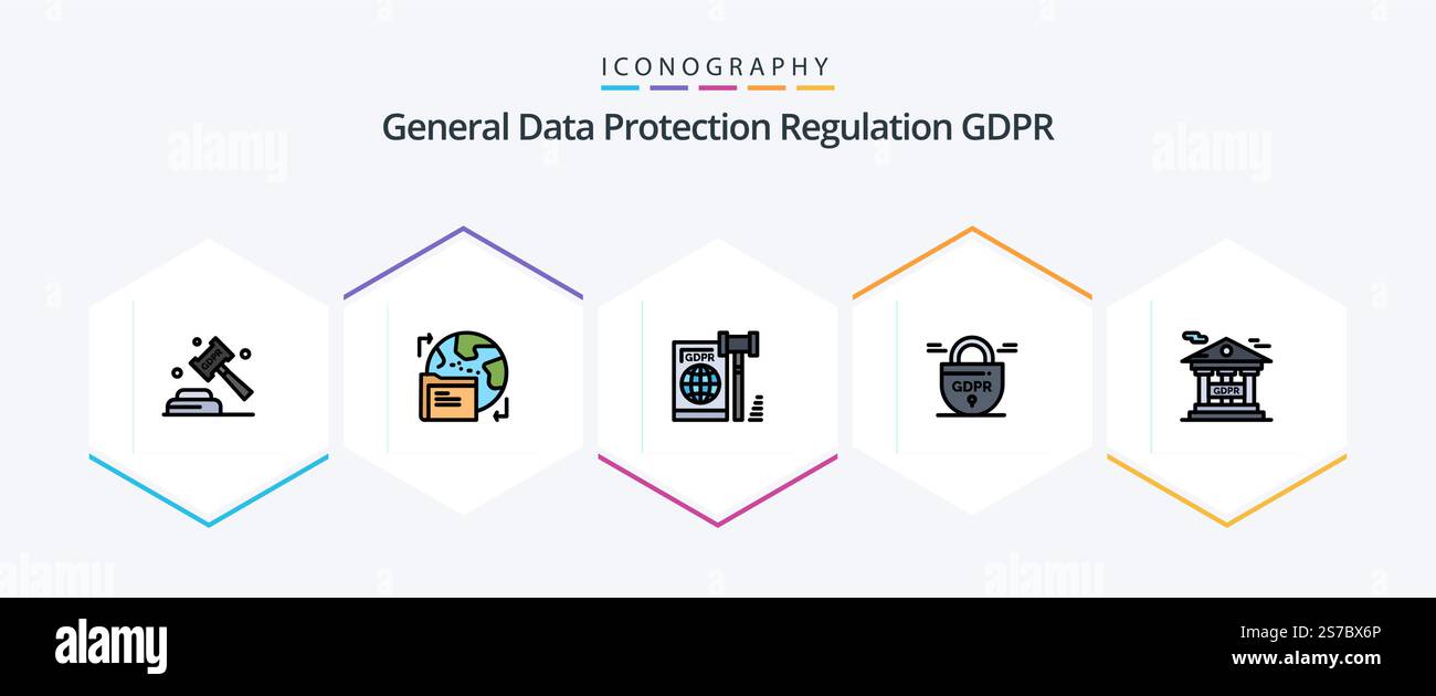 Gdpr 25 FilledLine icon pack including secure. gdpr. data. data. law ...