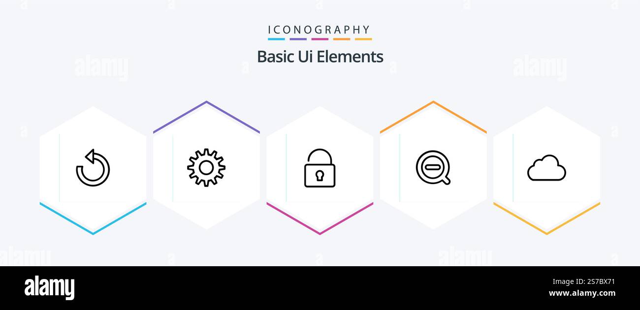 Basic Ui Elements 25 Line icon pack including cloudy. data. lock. cloud. remove Stock Vector ...
