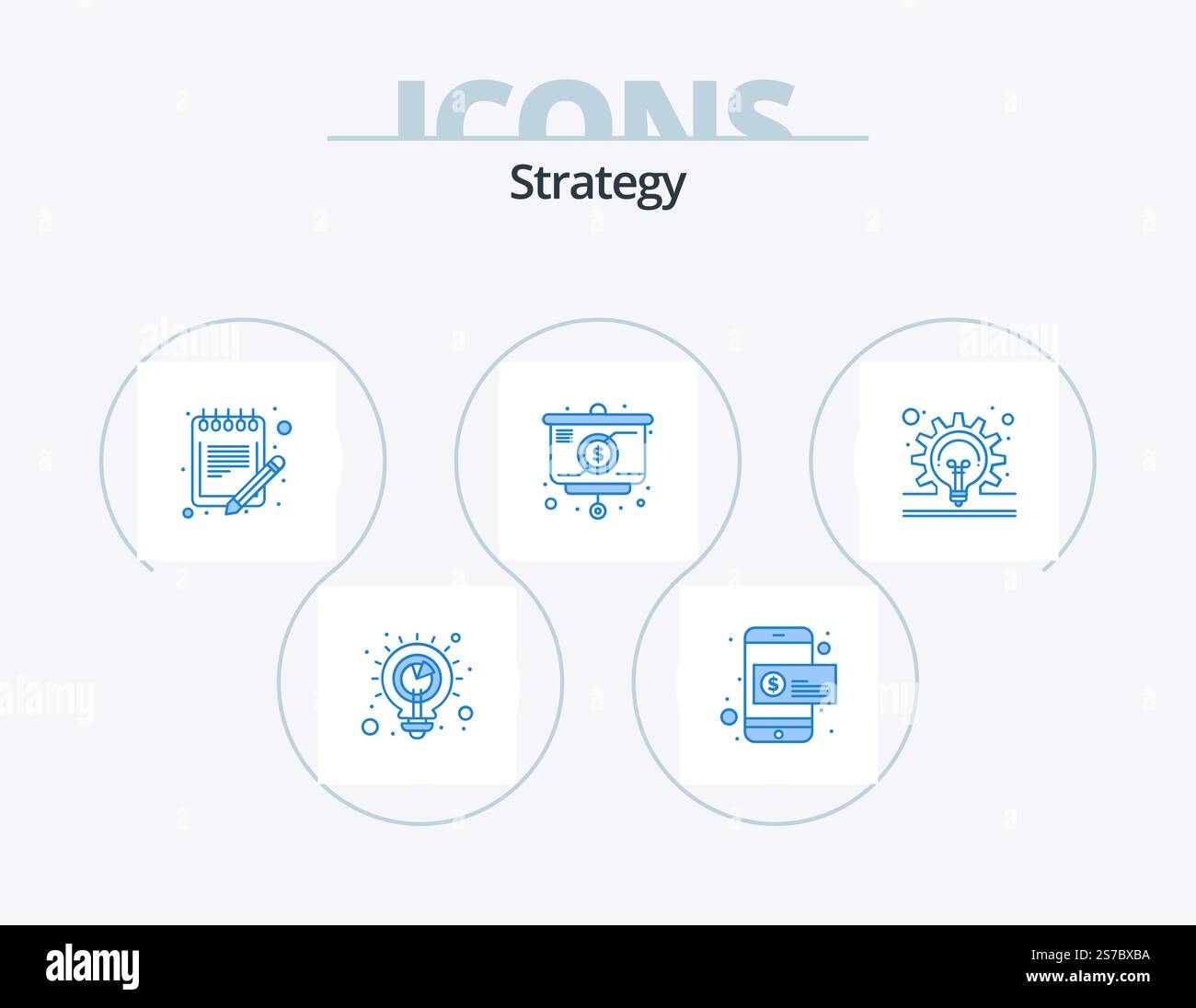 Strategy Blue Icon Pack 5 Icon Design. bulb. chart. list. strategy ...