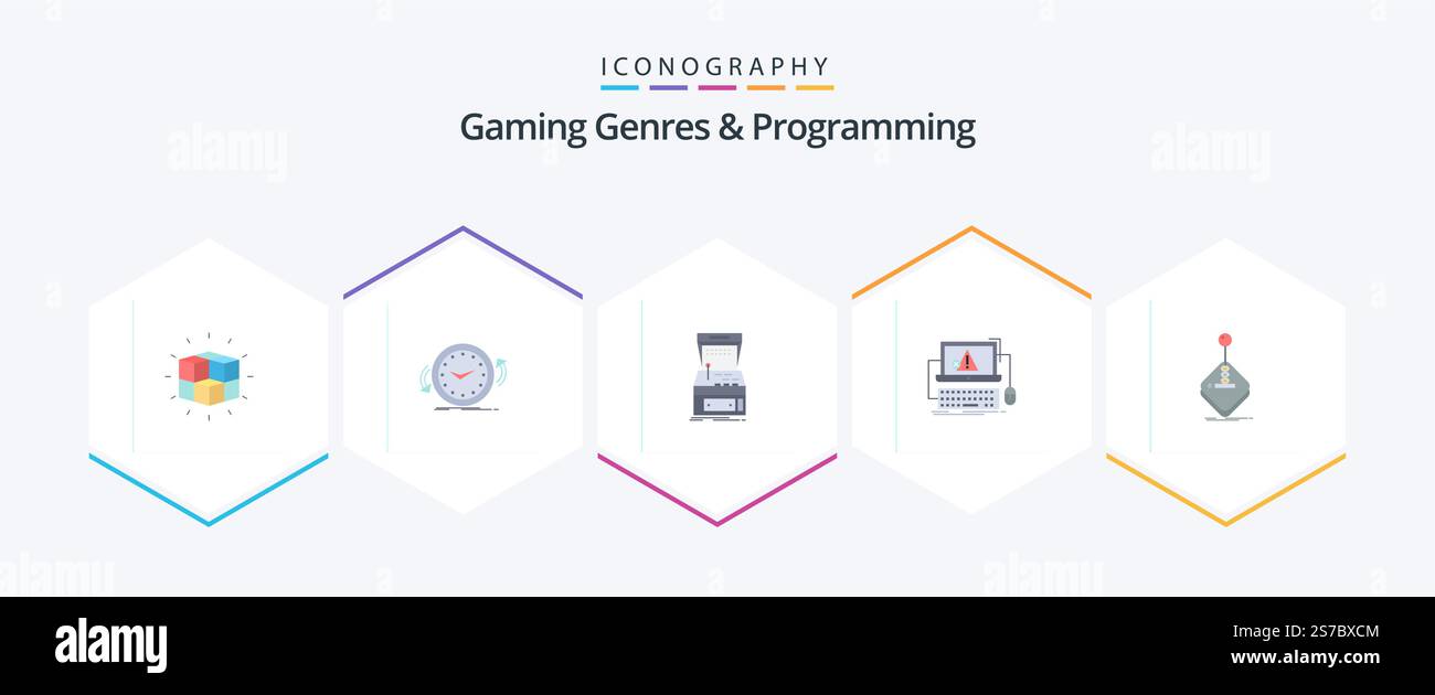 Gaming Genres And Programming 25 Flat icon pack including error ...