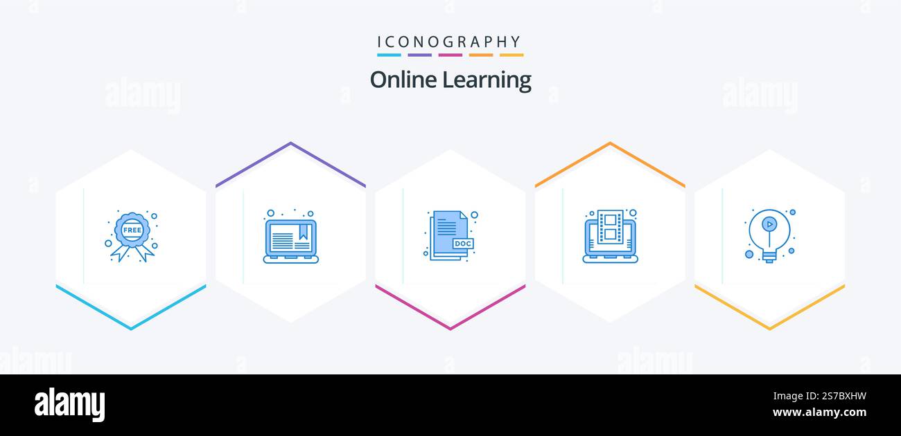 Online Learning 25 Blue icon pack including elearning. video tutorials ...