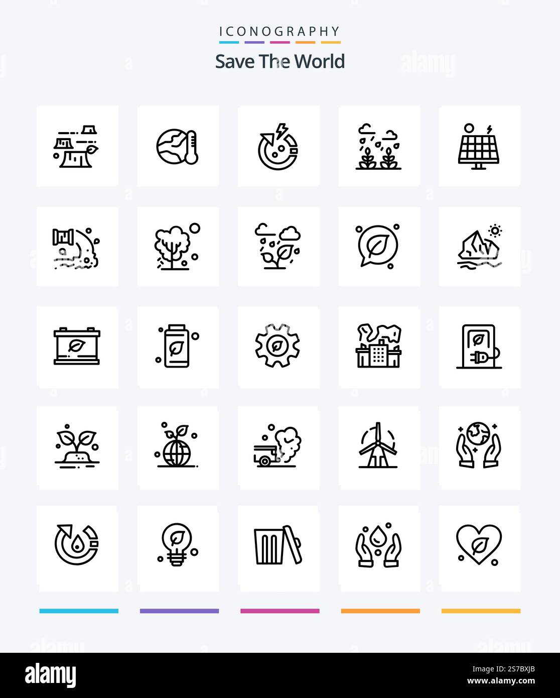 Creative Save The World 25 OutLine icon pack Such As energy. leaf ...