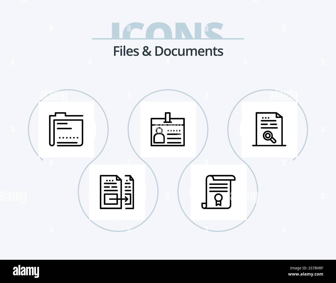 Files And Documents Line Icon Pack 5 Icon Design. data. archive. office. file. database Stock ...