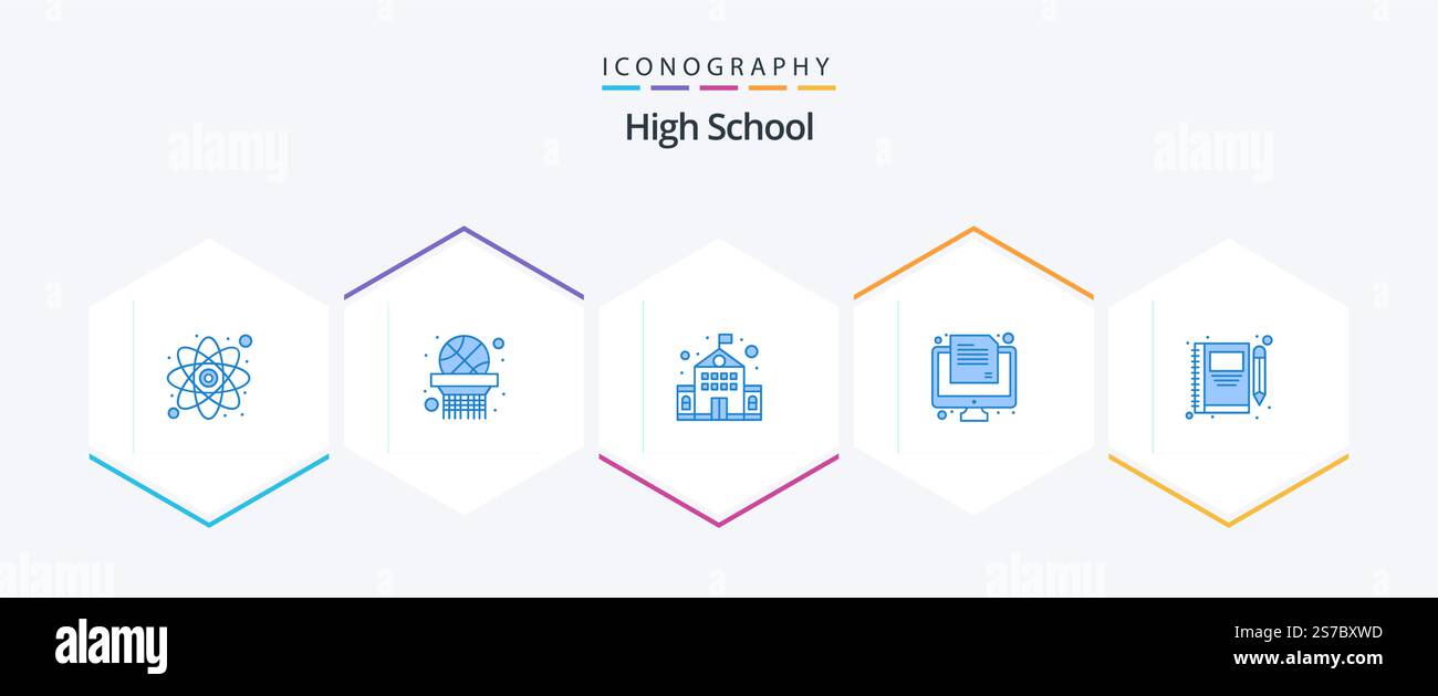 High School 25 Blue icon pack including pencil. note. education. book ...