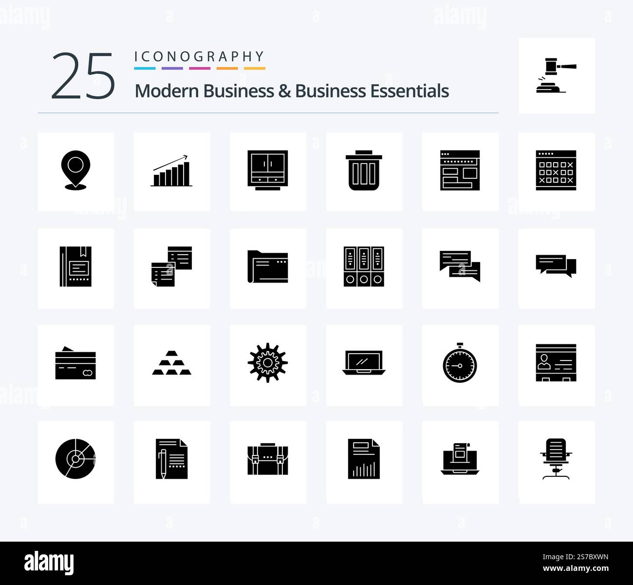Modern Business And Business Essentials 25 Solid Glyph icon pack ...